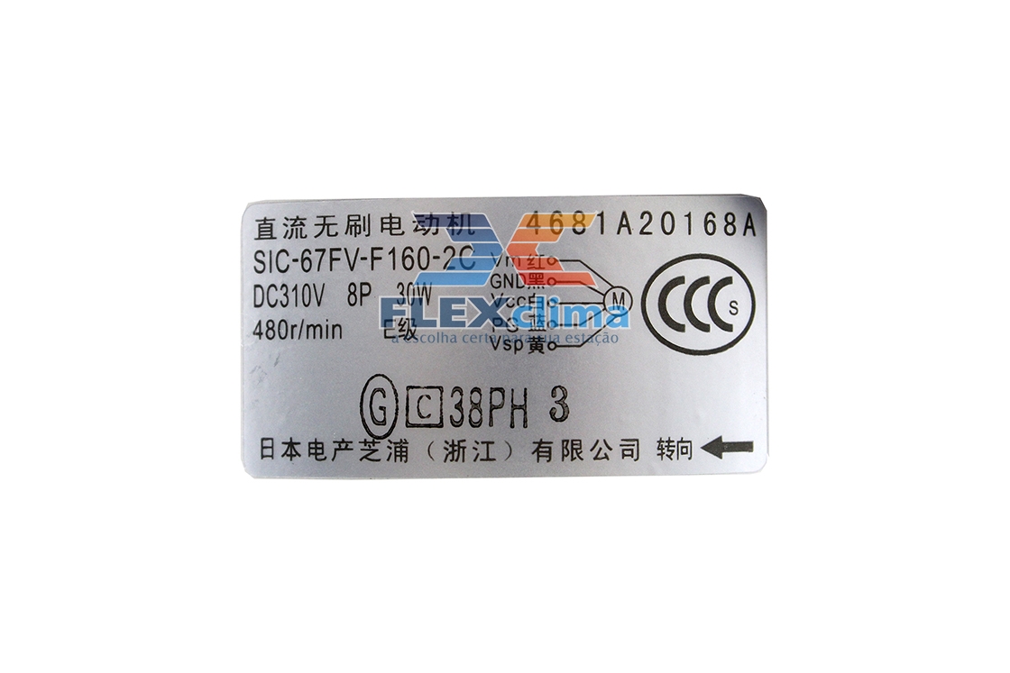 MOTOR EVAPORADORA K7 BLDC (SIC-67FV-F160-2C) - FLEX CLIMA - Peças de ...